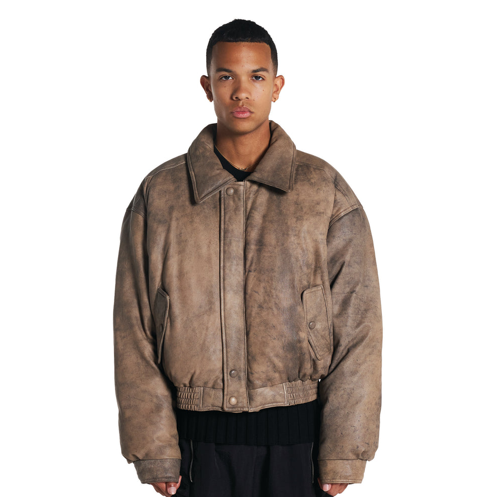 Stone Washed Leather Down Jacket – Who Made Those